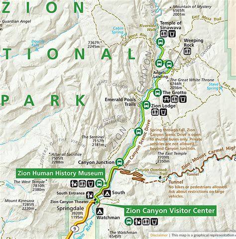 The Narrows Zion Map