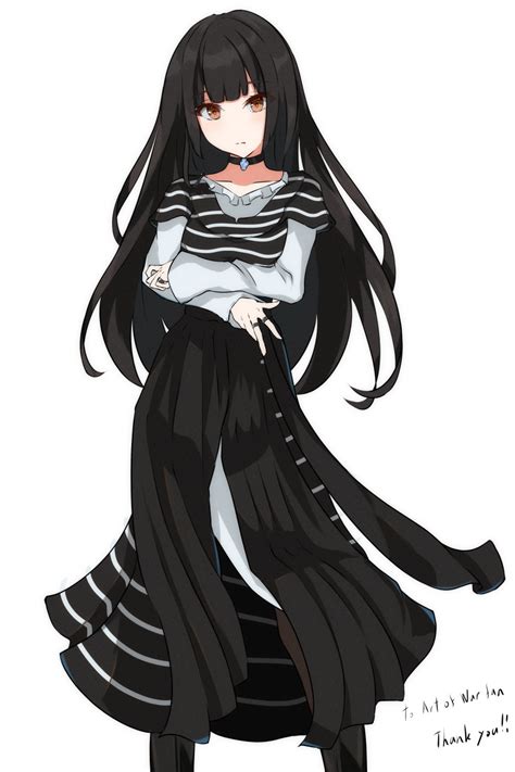 Safebooru Absurdres Black Hair Brown Eyes Choker Commission Expressionless Highres Hime Cut
