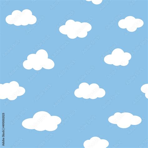 Cute Clouds Simple Seamless Pattern Vector Clouds Of Different Shapes