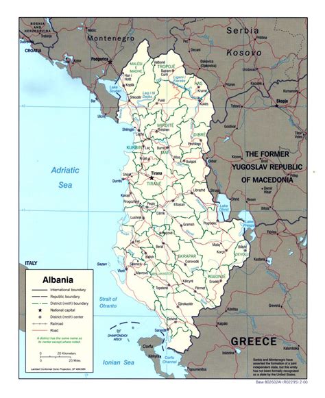 Mapa Político Y Administrativo Detallada De Albania 2000 Albania
