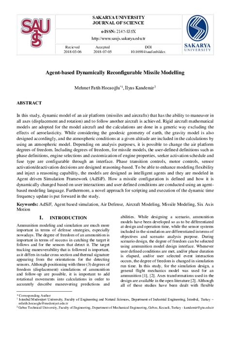 Pdf Agent Based Dynamically Reconfigurable Missile Modelling