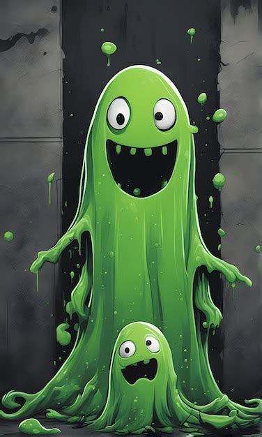 Premium Ai Image Green Ghost Halloween Background Illustration