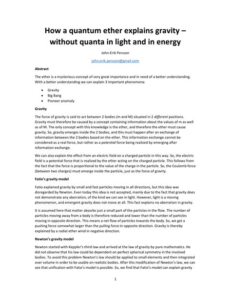 Pdf How A Quantum Ether Explains Gravity Without Quanta In Light