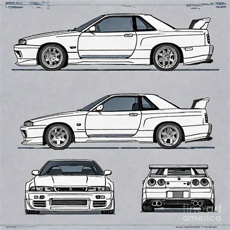 A Realistic Sketch Of Car Nissan Skyline R32 Gt R V Spec Ii Drawing By
