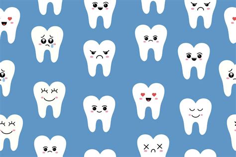Seamless Pattern With Cute Teeth Dental Cute Background Illustration