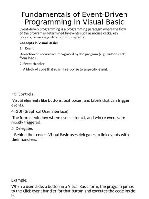 Fundamentals Of Event Driven Programming In Visual Basic Pdf