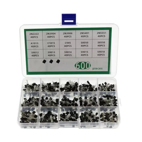 600pcs To 92 Transistor 15 Types Values Kit Set 2n222 2n3904 2n3906