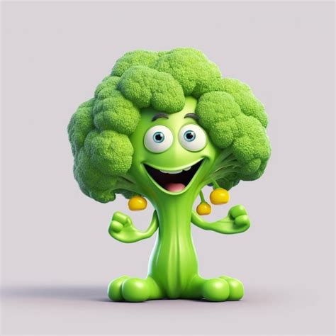 Premium Ai Image A Cartoon Character With A Broccoli On Its Head