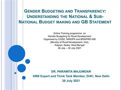 Gender Budgeting And Transparency Understandingthe National And Sub