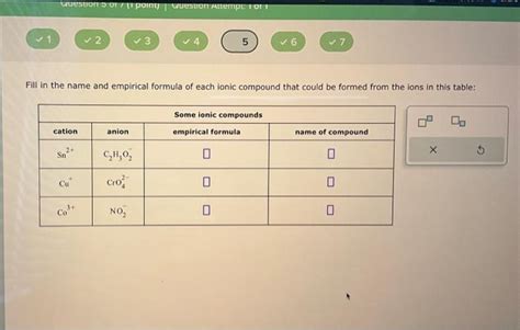 Solved Fill In The Name And Empirical Formula Of Each Ionic
