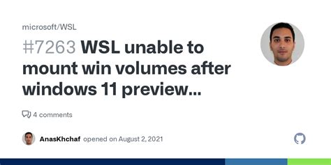 WSL Unable To Mount Win Volumes After Windows Preview Update Issue Microsoft WSL