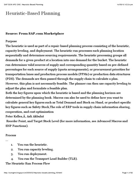 Snp Heuristic Based Planning Pdf Supply Chain Management Scheduling Computing