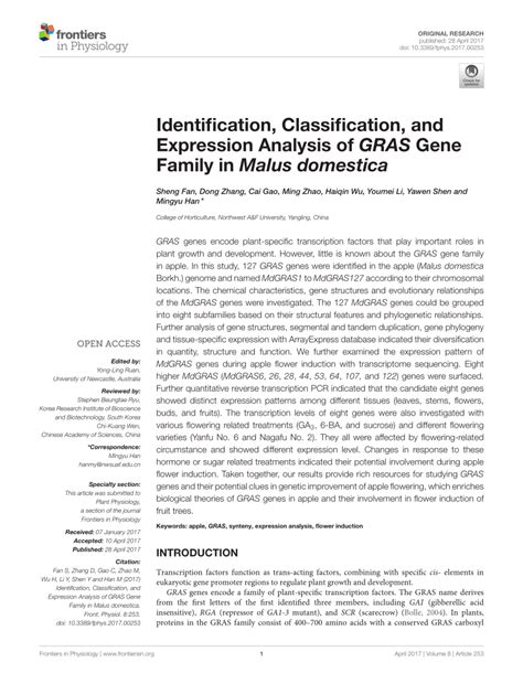 Pdf Identification Classification And Expression Analysis Of Gras