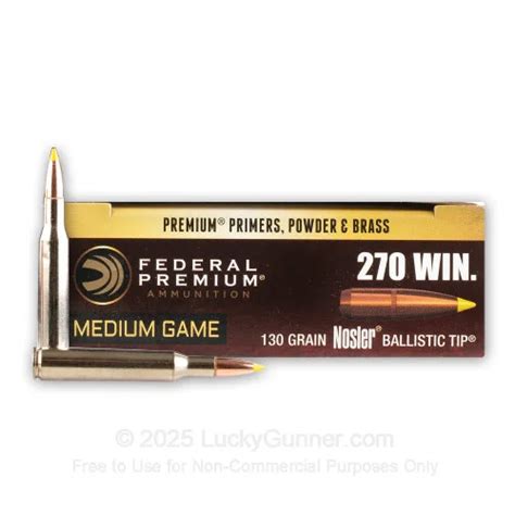 270 130 Grain Nosler Ballistic Tip Federal Premium 20 Rounds