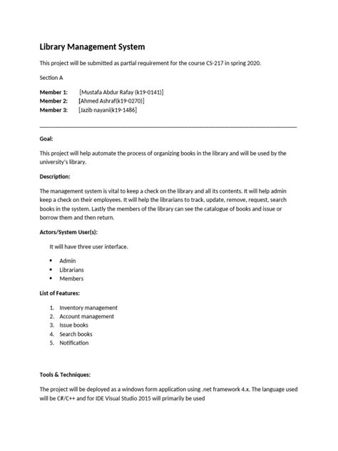 2 Cs217 Oop Project Proposal Section A Pdf