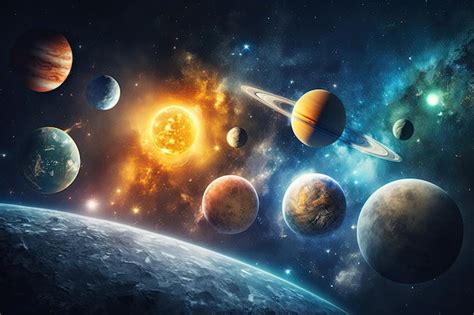 Fantástico Diagrama Del Sistema Solar Con El Sol Y Los Planetas En El