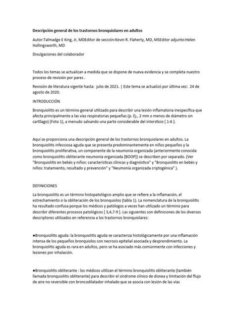 Bronquiolitis En Adultos Pdf Asma Tos