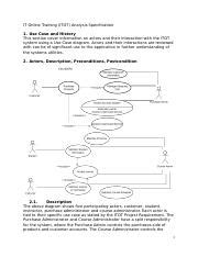 ENTD 278 Week 3 Assignment Docx IT Online Training ITOT Analysis Specification 1 Use Case And