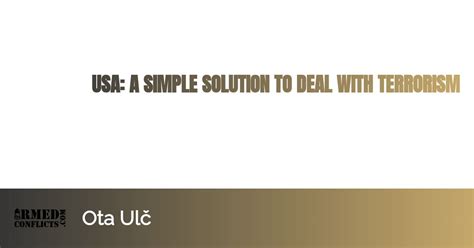 Usa A Simple Solution To Deal With Terrorism