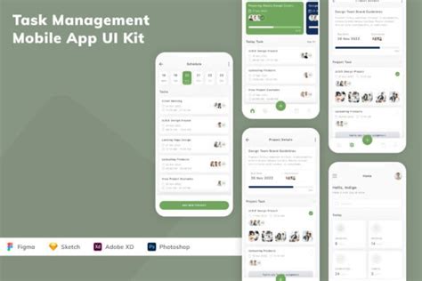 Task Management Mobile App UI Kit Graphic By Betush Creative Fabrica