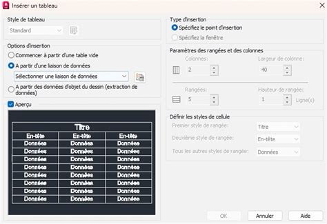 Faire Un Tableau Sur Autocad