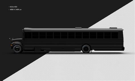 Premium Psd Realistic Isolated Matte Black Conventional Passenger Bus