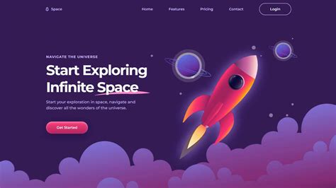 Space Website Адаптивный сайт с использованием Html Css и Javascript