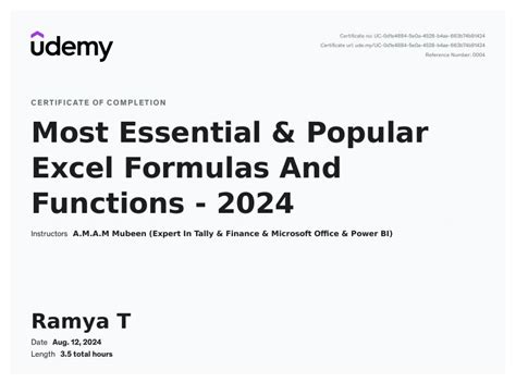 Ramya T On Linkedin Excel Learning Udemy