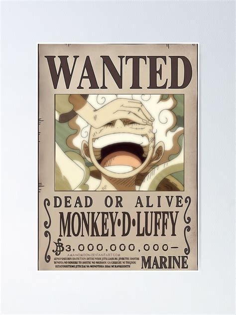 Poster Monkey D Luffy Gear 5 Nika Wanted Bounty Par Amanomoon