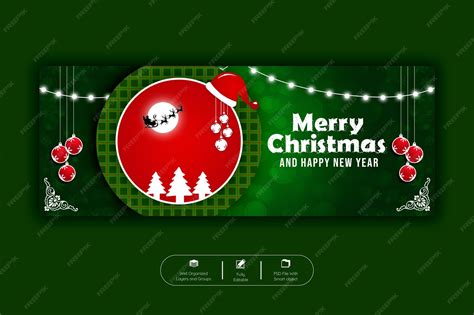 Premium Psd Merry Christmas And Happy New Year Facebook Cover Banner