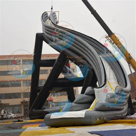 41 Foot High Super Cruiser Curved Slide And Custom Inflatable Yacht Slide