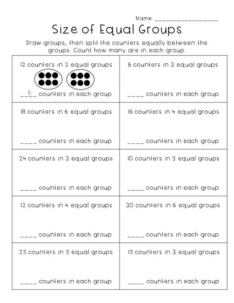 Division Equal Groups Worksheet