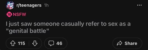 “i Just Saw Someone Casually Refer To Sex As A “genital Battle” “ R