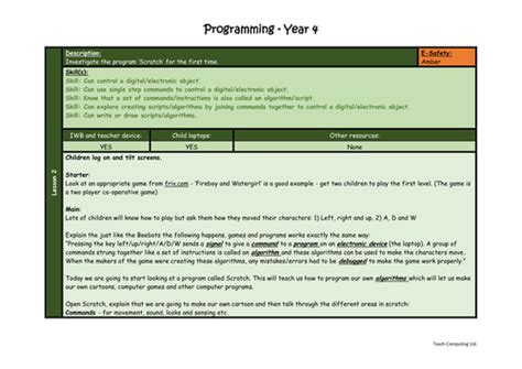 Codingprogramming Year 4 X6 Lessons Scratch Including Scratch