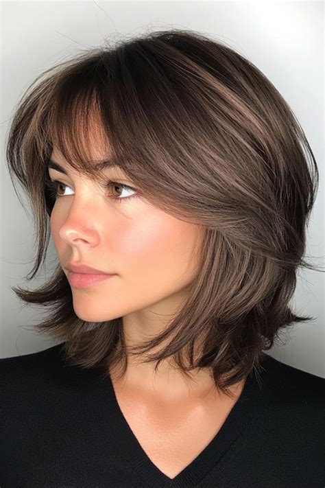 40 Layered Bob Haircuts To Try Now Shaggy Layered Bob With Wispy Bangs