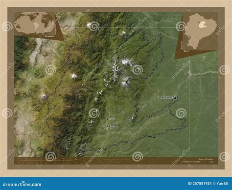 Napo Ecuador Low Res Satellite Labelled Points Of Cities Stock