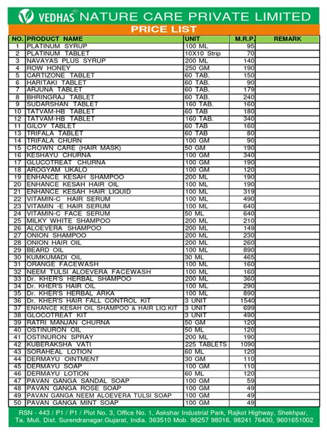 Nature Care Product Price List Pdf Beauty Dermatology