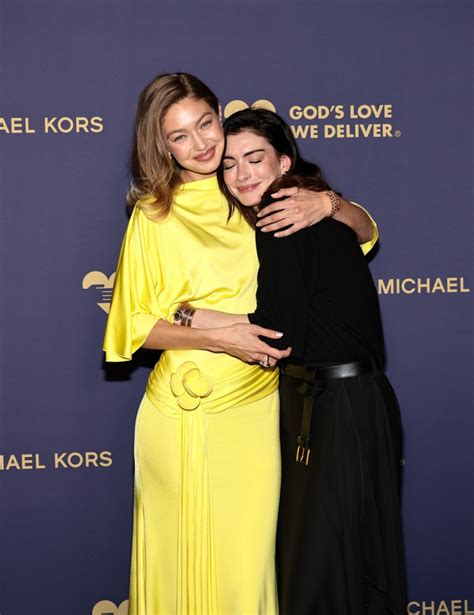 Gigi Hadid Looks Sensational In Bright Yellow Gown As She Hugs Pal Anne