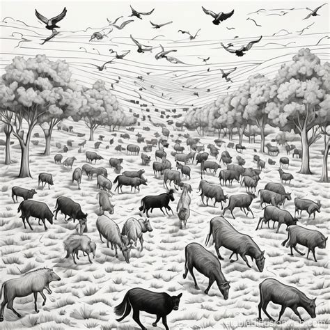 Black And White Animal Migration Stable Diffusion Online