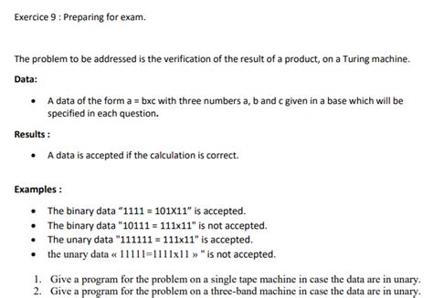 Solved Exercice Preparing For Exam The Problem To Be Chegg Com