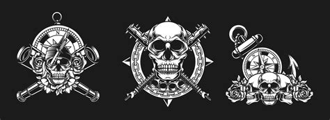 Authentic Skull Compass Binoculars Concept 2117705 Vector Art At Vecteezy