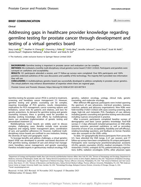 Addressing Gaps In Healthcare Provider Knowledge Regarding Germline