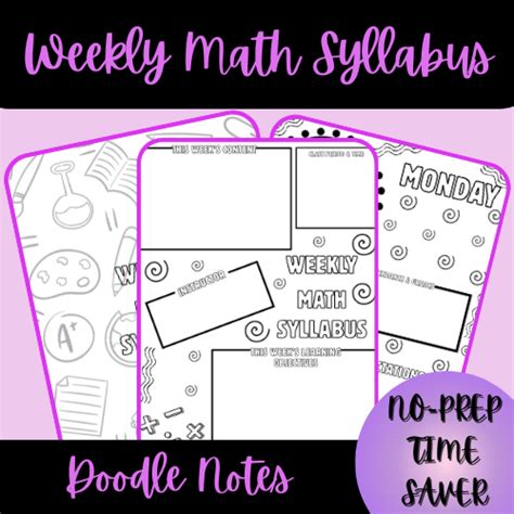 Weekly Math Syllabus Doodle Notes Classful
