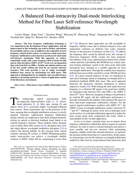 Pdf A Balanced Dual Intracavity Dual Mode Interlocking Method For