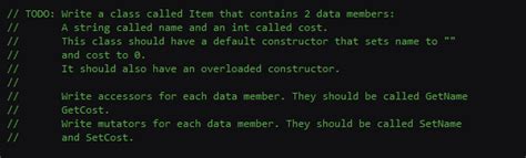 Solved Todo Write A Class Called Item That Contains 2