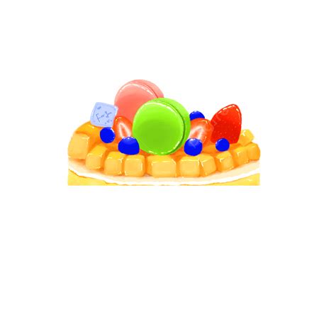 Original Mango Fruit Macaron Hand Drawn Cute Birthday Cake Cartoon