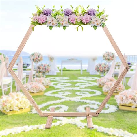 76 Ft Hexagon Wood Wedding Arch Frame Decor Wood Hexagon Arch Backdrop