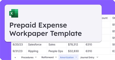 Prepaid Expense Workpaper Numeric