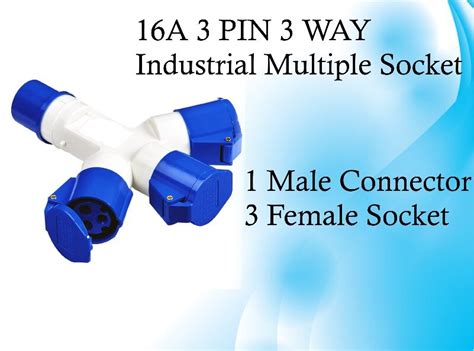 Multiple Industrial Commando Socket 16a 3 Pin 3 Way 1 Male And 3