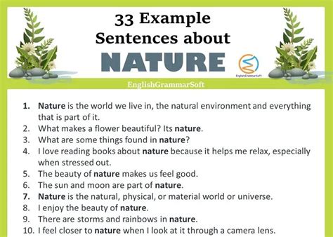 33 Example Sentences About Nature Englishgrammarsoft